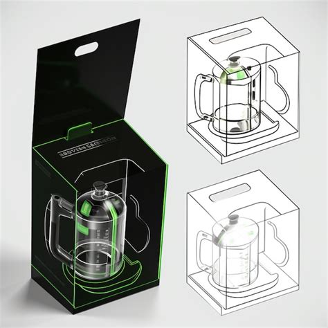 Packaging Design For A Glass Teapot With A Lid And A Handle Generative
