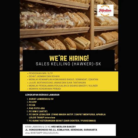 Lowongan Kerja Juni 2023 Sales Merlion Bakery Di Solo Info Loker Solo