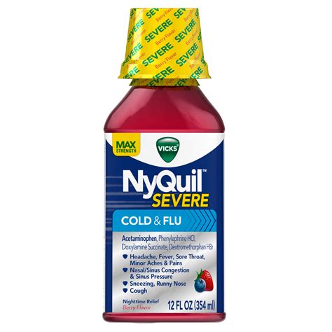 Vicks Nyquil Severe Cold And Flu Nighttime Relief Liquid 12 Oz Shopcgx