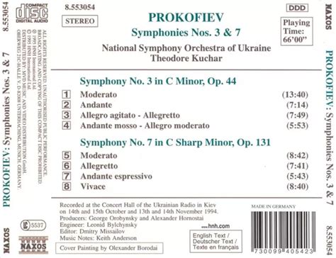 Prokofiev Symphonies Nos 3 And 7 New Cd Eur 2368 Picclick Fr