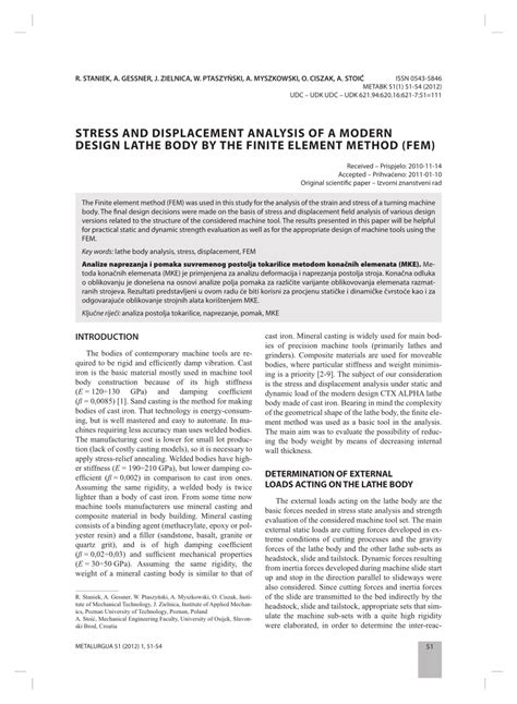 Pdf Stress And Displacement Analysis Of A Modern Design Lathe Body By