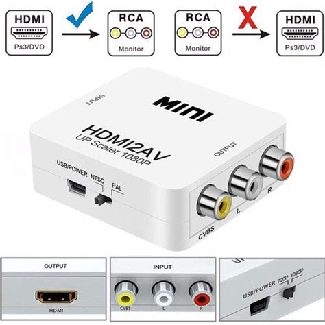 Hdmi To Av Convertor Full Hd 1080p Portable Hdmi To Av Rca Adapter