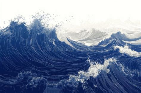 Abstract Artistic Waves Capturing Intense Ocean Movement And Flow Stock Illustration