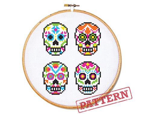 Cross Stitch Pattern Pdf Sugar Skull Day Of The Dead The Stranded