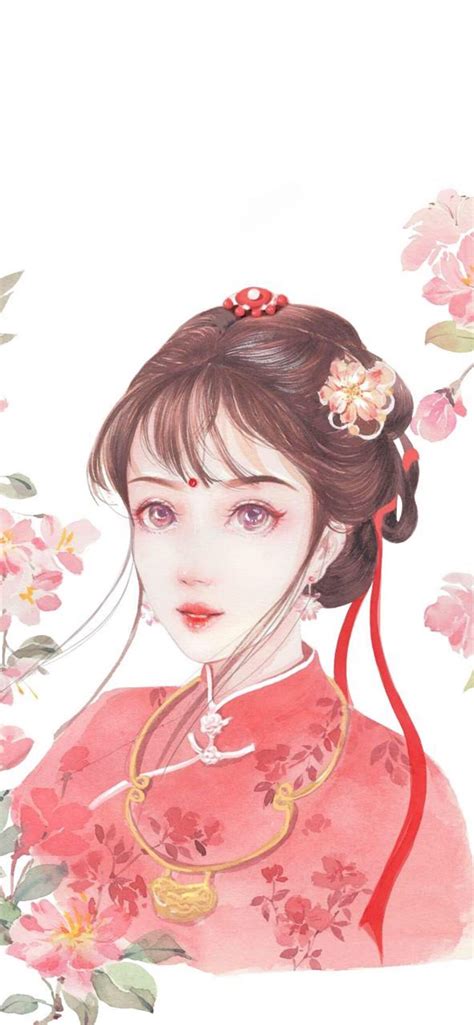 iPhonex xs max 适用 工笔手绘 插画古风美 高清图片堆糖美图壁纸兴趣社区