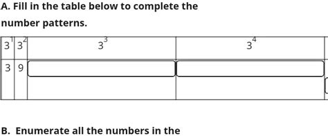 Solved A Fill In The Table Below To Complete The Number Patterns 33