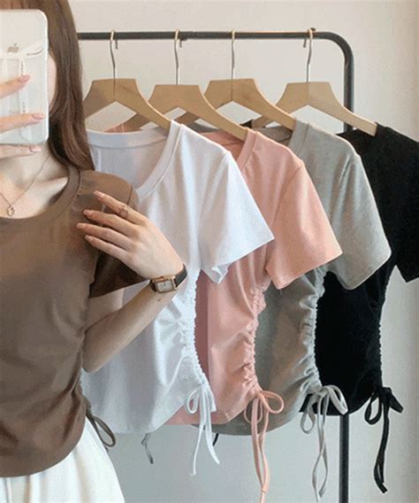 🚚당일배송🚚 날씬핏 발레코어 리본 셔링 여름 반팔티 에이블리