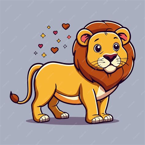 Premium Vector Cute Lion Cartoon Character Isolated Background Vector
