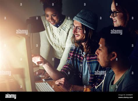 Computer Diversity Teamwork Or Night Team Programming ERP Software Cybersecurity System Or