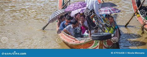 People Take The Boat To Cross The Yangon River Myanmar Editorial Stock