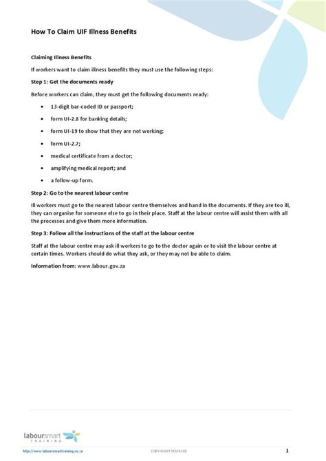 How To Claim Uif Illness Benefits Document Labour Law South Africa