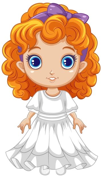 Jolie Fille Aux Cheveux Bouclés Orange Vecteur Premium