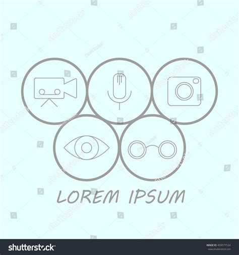 Set Modern Linear Icons Photos Video Stock Vector Royalty Free
