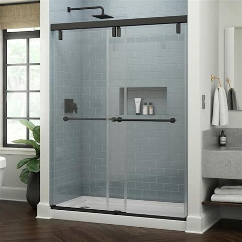 Delta 58 5 In W X 71 5 In H Sliding Frameless Shower Door In Black