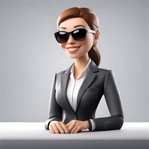 Retrato De Una Hermosa Mujer De Negocios Con Traje Y Gafas De Sol
