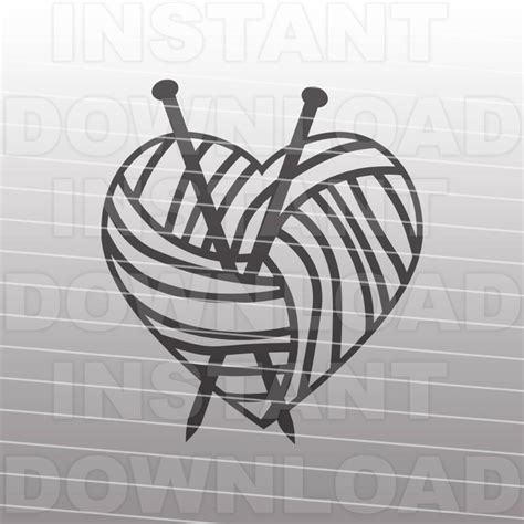 Knitter Svg Fileknitting Heart Svgknitting Needles Svg Vector Art
