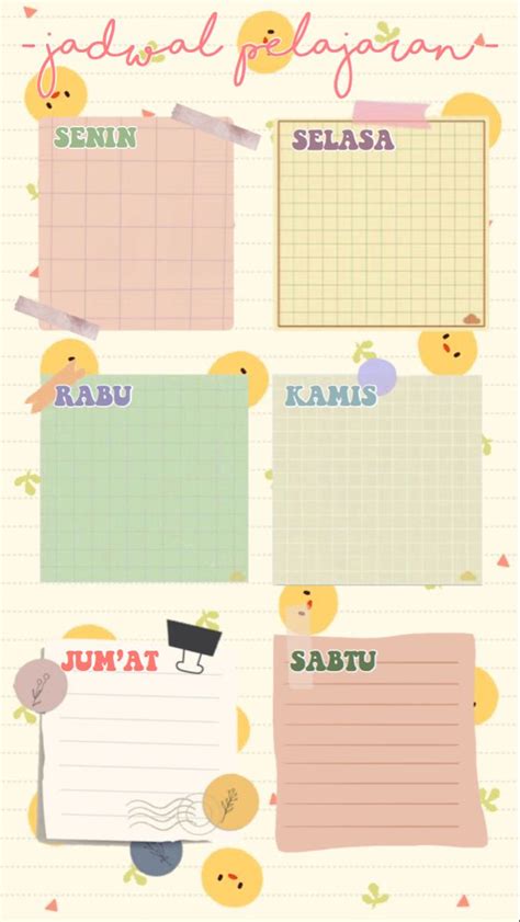 Contoh Tabel Jadwal Piket Aesthetic Background Pastel