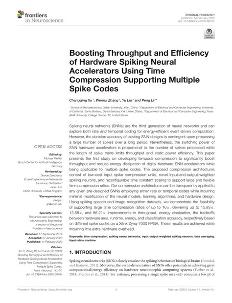 Pdf Boosting Throughput And Efficiency Of Hardware Spiking Neural Accelerators Using Time