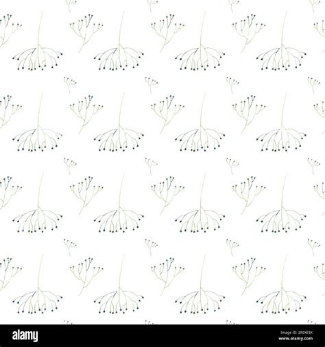 Watercolor Pattern With Minimalistic Twigs Leaves Pattern Grass Print