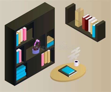 Bookcase Vector Isometric Concept Vector Illustration Vektorgrafik