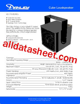 CUBE Datasheet PDF Danley Sound Labs All Rights Reserved
