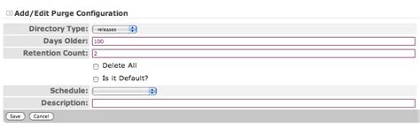 Apache Continuum Purge Configuration