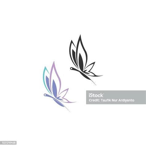 蝴蝶圖示徽標設計概念範本插圖向量圖形及更多側影圖片 側影 商標 大自然 Istock