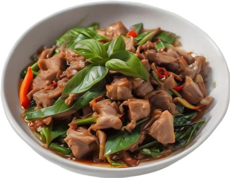 Premium Vector Spicy Aromatic Thai Pork Basil Stirfry