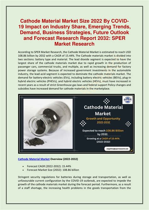 Ppt Cathode Material Market Size Share Report 2022 2032 Sper Market