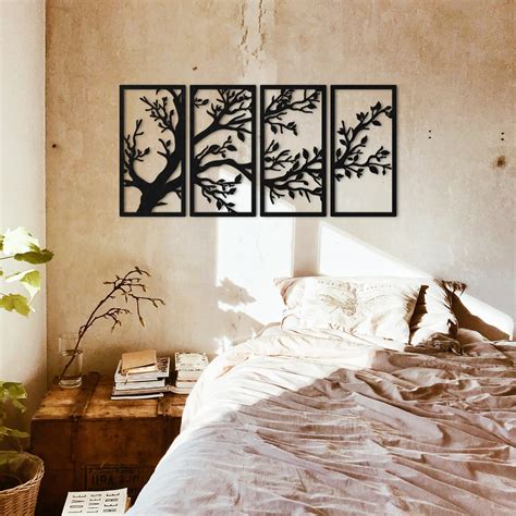 Tree Of Life 4 Panels Metal Tree Wall Art Tree Sign Metal Etsy