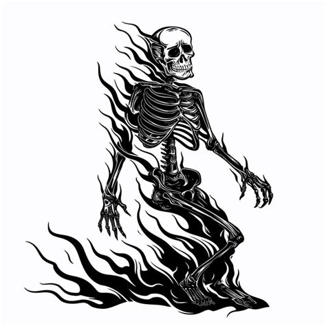 Flaming Skeleton Design Premium Ai Generated Vector