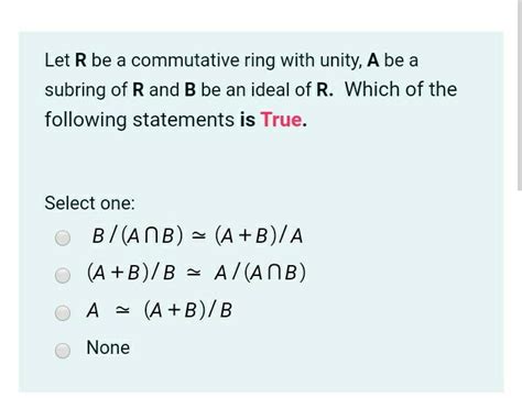 Solved Let R Be A Commutative Ring With Unity A Be A