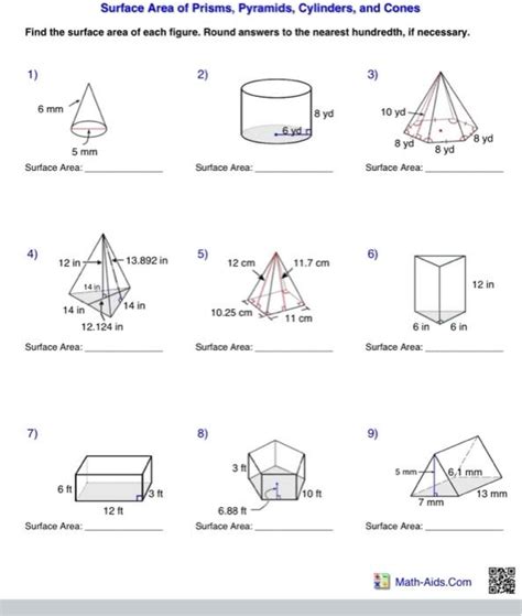 Solved Surface Area Of Prisms Pyramids Cylinders And Chegg