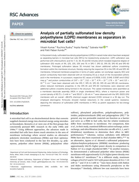 Pdf Analysis Of Partially Sulfonated Low Density Polyethylene Ldpe