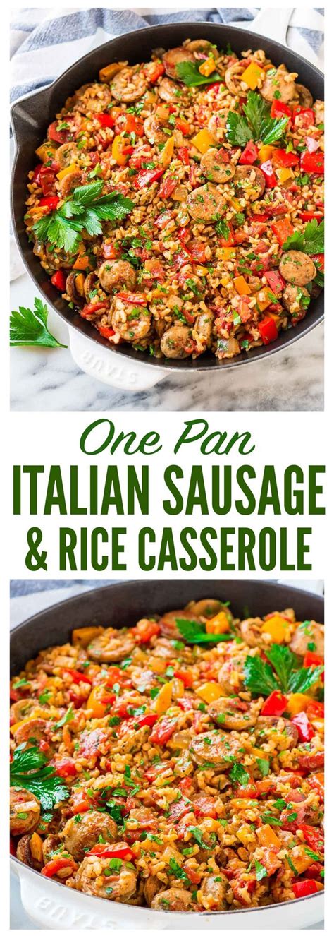 Quick And Easy Italian Sausage And Rice Casserole Cooks In One Pan