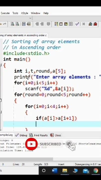 79 C Program To Sort An Array In Ascending Order C Programming