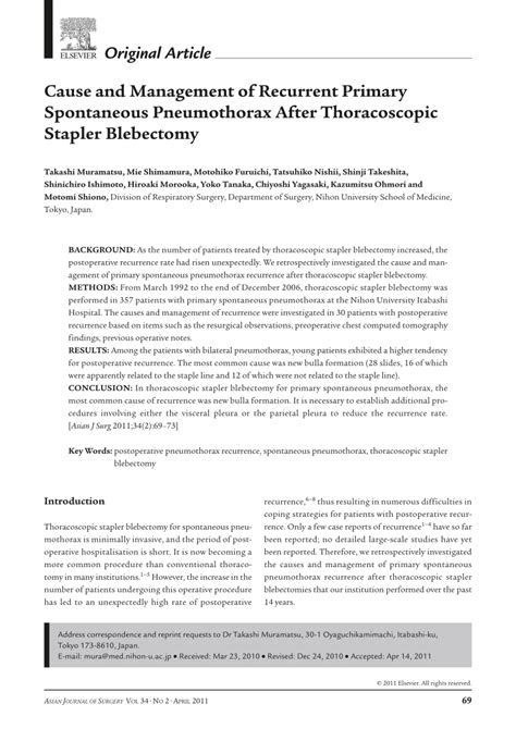 Pdf Cause And Management Of Recurrent Primary Spontaneous