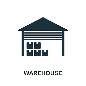 Monochrome Simple Icon Of A Warehouse For Templates Web Design And