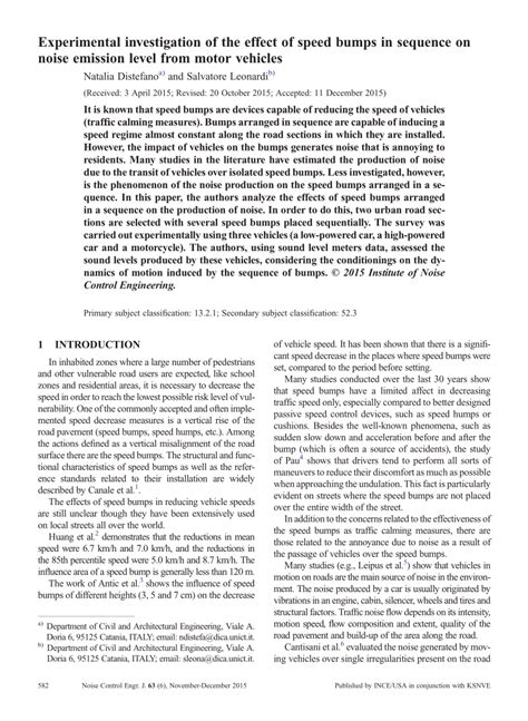 Pdf Experimental Investigation Of The Effect Of Speed Bumps In