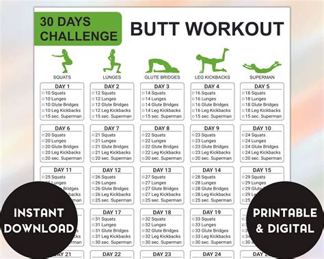 30 Days Butt Challenge Butt Lift Challenge Glutes Workout Butt