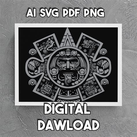 Aztec Svg File Laser File High Detail Aztec Calendar Svg Etsy In 2022