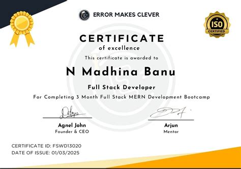 🚀 Successfully Completed My Full Stack Development Course Madhina