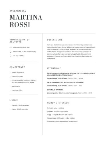 Curriculum Vitae Da Studente Esempi Di Cv Senza Esper Vrogue Co