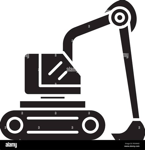 Pelle Construction Icône Noire Vector Signe Sur Fond Isolé L