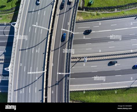 Controlled Access Highways Crossing At Different Levels Top View Stock