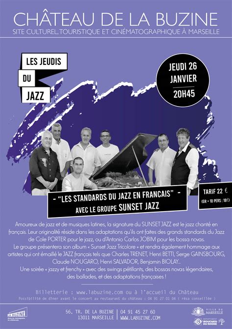 Les standards du jazz en Français avec le groupe SUNSET JAZZ Tarpin bien