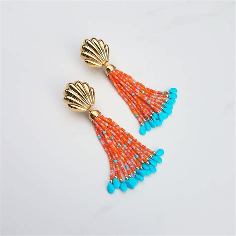 Mauna Kea Large Shell Tassel Earrings Lola Florence Jewelry Hawaii