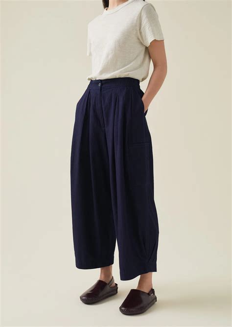 Indigo Cotton Twill Wide Leg Pants Indigo Wide Leg Trousers Wide Leg Pants Cotton Twill