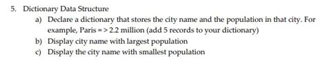 Solved 5 Dictionary Data Structure Declare A Dictionary