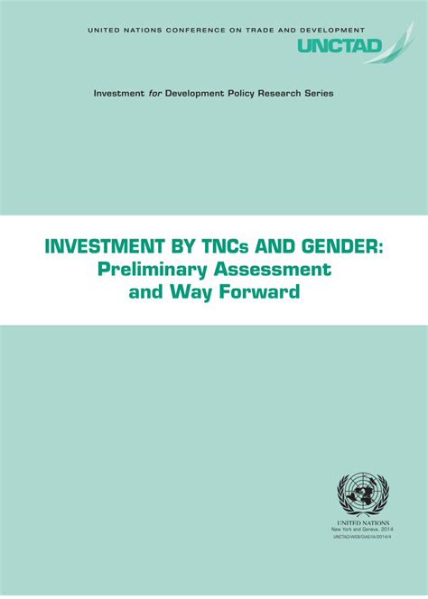 Pdf Investment By Tncs And Gender Preliminary Assessment